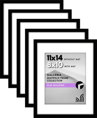 Americanflat Bilderrahmen, 28 x 36 cm, mit poliertem Plexiglas - 5er-Set, 20 x 25 cm Rahmen mit Passepartout oder 28 x 36 cm Fotos ohne Passepartout, Galleria Koll