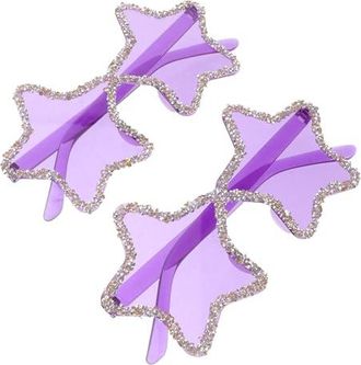 Hemoton Garneck Lot de 2 Lunettes de Soleil sans Monture en Forme D&eacute;toile Violettes Orn&eacute;es, Accessoires Color&eacute;s pour F&ecirc;te Plage, Photomaton et Enterrement de 