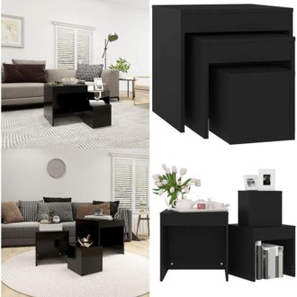 vidaXL Satztische 3-tlg. Schwarz Holzwerkstoff - Couchtisch - Setztische - Nighstand - Holzwerkstoffmöbel - Schwarz Möbel - Home & Living