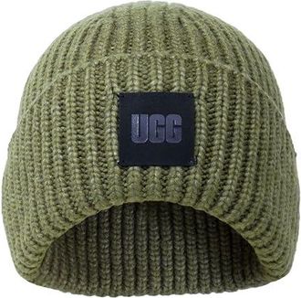 UGG Bonnet côtelé épais pour femme, Olive/motif burnt, Taille unique