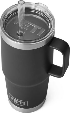 Yeti Rambler Trinkbecher Mit Trinkhalmdeckel, Black, 25 oz (739 ml)