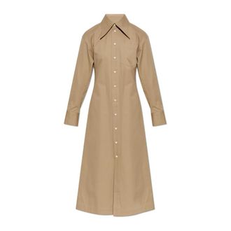 Ami Baumwoll-Hemdblusenkleid mit taillierter Passform - - Dresses - Damen - Braun - 3XS