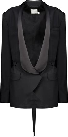 CHRISTOPHER ESBER Blazer en Laine &agrave; Revers Contrastants Smoking - Femme - Vestes - Noir - Taille: 34 FR