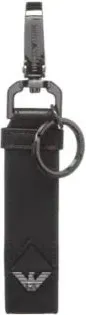 Emporio Armani Homme, Accessoires, Noir, Taille: ONE Size Porte-clés en cuir nappa avec détail géométrique