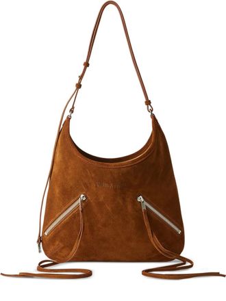 Palm Angels grand sac port&eacute; &eacute;paule en daim &agrave; fermeture zipp&eacute;e - Marron