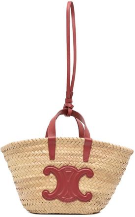 Celine Hobo Bags - Small Raffia Cuir Triomphe Classic Panier Tote - Gr. unisize - in Braun - f&uuml;r Damen