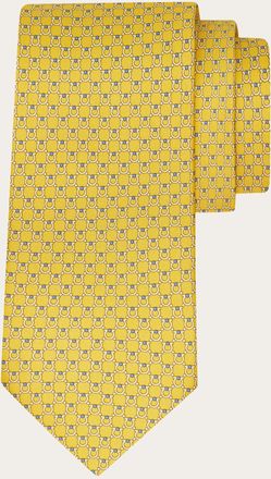 Ferragamo Herren Seidenkrawatte mit Gancini-Print Gelb