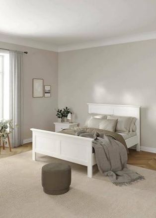 Dmora Doppelbett Damiane, Struktur des Lagerbetts, Sommier mit Abdeckung, Bettrahmen aus Stoff, 201x158 h110 cm, Wei&szlig;