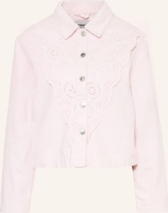 Only Jeansjacke Mit Lochspitze rosa