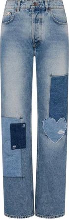 Moschino Femme, Jeans, Bleu, Taille: 36 FR Pantalon en denim patchwork