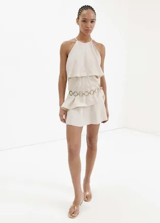 Mango Robe en modal &agrave; volants &eacute;cru - Femme - XS - MANGO