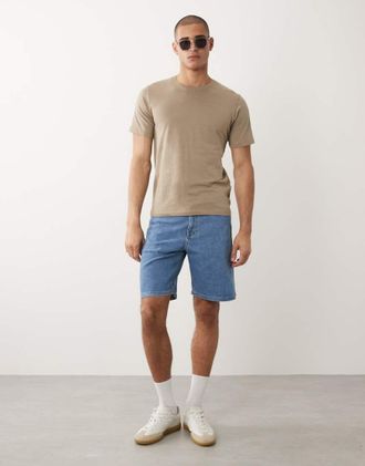 Selected Short baggy en jean - Bleu moyen