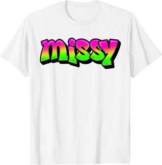 BDAZ Missy Graffiti Personalisierter Name Gr&uuml;n Rosa Frauen M&auml;dchen T-Shirt