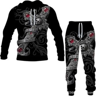 Generic Survêtement tête de mort pour homme - Pantalon de survêtement - Crâne - Jogging, Survêtement de sport 3, L