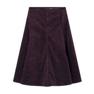 Polo Ralph Lauren Femme, Jupes, Violet, Taille: 46 FR Jupe mi-longue en velours c&ocirc;tel&eacute;