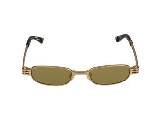 Bottega Veneta BV1381S Metal Rectangular Sunglasses - Gold