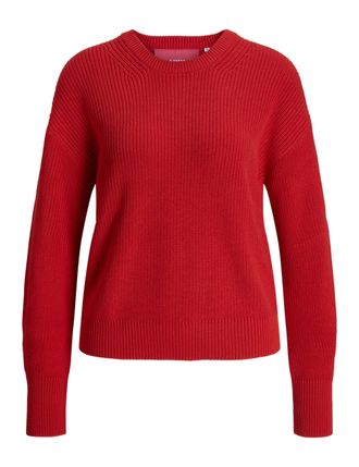Jack & Jones Jack & Jones Damen Jxmila Twist Crew Neck Knit Noos Strickpullover, Fiery Red, S EU