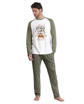 Disney Pyjama &agrave; manches longues Chef Mickey pour homme, kaki, L