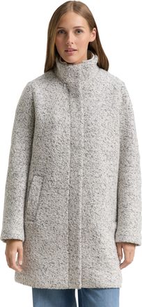 Tom Tailor Damen 1047539 Bouclé Wollmantel mit Stehkragen, 35878-White Black Boucle, XL