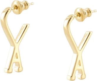 Ami Goldene Metall-Ohrringe - Getragen mit zwei Ohren - - Accessories - Damen - Gelb - ONE SIZE
