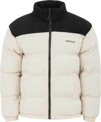 Firetrap Steppjacke f&uuml;r Herren, Gesteppt, Kord (Beige)