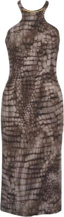 Elisabetta Franchi Femme, Robes, Brun, Taille: 40 FR Robe Midi Imprim&eacute; Animal