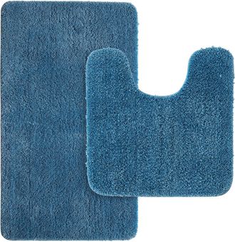 Miulee Badematte Duschvorleger Badvorleger Flur 2er Set rutschfest Matte Teppiche Badteppich Badezimmerteppich Waschbar Saugf&auml;hig f&uuml;r Bad Wohnzimmer 50x80 cm