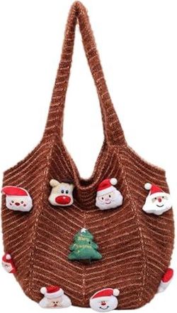 Generic Sac &agrave; bandouli&egrave;re en tricot creux d&eacute;contract&eacute; pour femme, sac fourre-tout en tricot boh&egrave;me pour femme, &eacute;t&eacute;, plage, caf&eacute;, 16.54*5.91*13.39inch