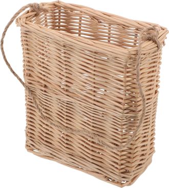 Pretyzoom Handgefertigter Handgeflochtener Wäschekorb Aus Natürlichem Weidenrattan Platzsparender Wandkorb Für Küche Esszimmer Und Flur Dekoratives Praktisches 