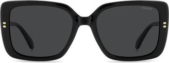 Polaroid Femme, Accessoires, Noir, Taille: 55 MM Lunettes de soleil rectangulaires