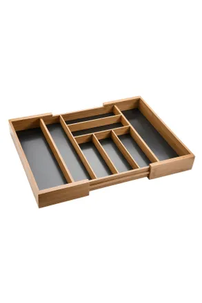 KESPER Schubladeneinteilung, Braun, Holz, Bambus, 8 Fächer, 35-58x6.5x43 cm, FSC MIX, Küchenzubehör, Besteckkästen