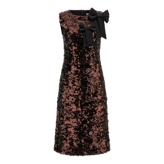 Ganni Velvet Sequins Straight Midi Dress - - Dresses - Damen - Braun - M