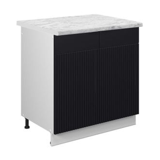 Vicco Sp&uuml;lenunterschrank Fame-Line, Schwarz gestreift, 80 cm, ap Marmor