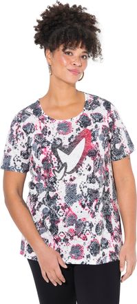 Miamoda Damen gro&szlig;e Gr&ouml;&szlig;en &Uuml;bergr&ouml;&szlig;en Plus Size T-Shirt, Schlangenmuster, Herz-Motiv schneewei&szlig; 50 837237200-50