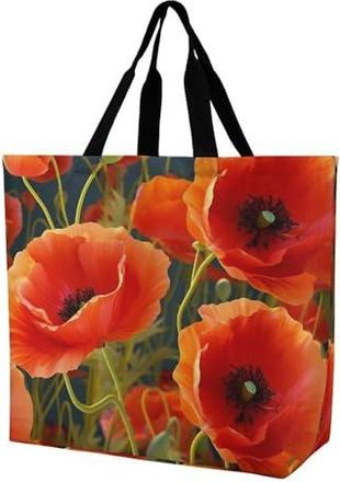 Generic Coquelicots Sac &Agrave; Bandouli&egrave;re R&eacute;utilisable Sacs Pliable Sac A Main Femme Pour Travail Shopping Quotidienne