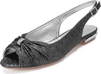 Generic Chaussures De Mariage Ballerines &Agrave; Bride Mari&eacute;e Sandales Plates D&eacute;t&eacute; Slingback Femmes Chaussures Habill&eacute;es 1.8Cm,Noir,36 EU