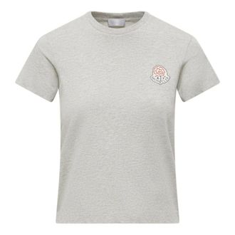Moncler Logo Baumwoll-T-Shirt - - Tops - Damen - Grau - XS