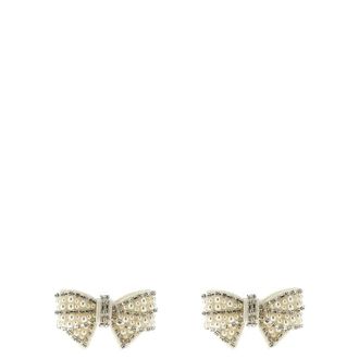 Self Portrait Femme, Accessoires, Blanc, Taille: ONE Size Pearl Satin Bow Earrings