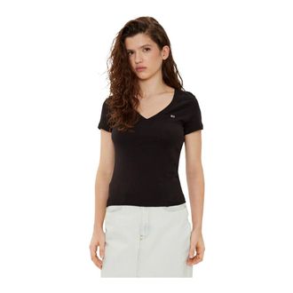 Tommy Jeans Femme, Tops, Noir, Taille: 36 FR TShirt MC coton logo