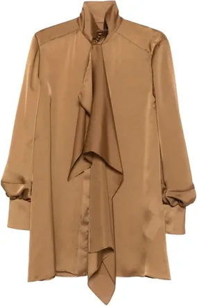 sacai Femme, Blouses et Chemises, Beige, Taille: 38 FR Blouse &agrave; col montant