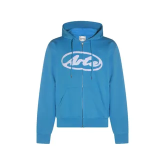 Arte Logo-Print Cotton Hoodie - Blue