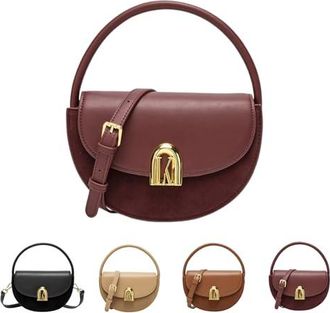 Generic Petit sac &agrave; bandouli&egrave;re en cuir pour femme, petit sac &agrave; main sous les bras, sacoche &agrave; rabat avec sangle r&eacute;glable, cadeau de No&euml;l, de travail, Rouge, 1