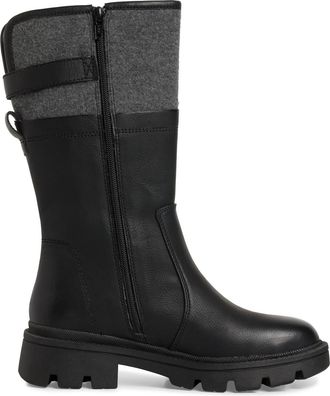 Jana Damen Stiefel ohne Absatz aus Kunstleder mit Schnalle Weite H Mehrweite, Schwarz (Black), 38 EU