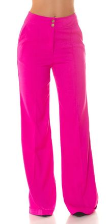 Koucla Highwaist Stoffhose Marlene Business Hose mit weitem Bein Schlaghose B&uuml;gelfalte und Krempel XL