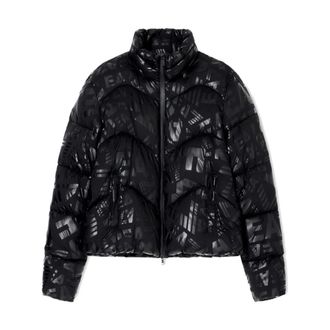 Emporio Armani Nylon Steppjacke mit Allover-Monogramm-Print - - Jackets - Damen - Schwarzk - S