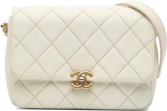Chanel Hobo Bags - Small Quilted Caviar Chain Melody Flap - Gr. unisize - in Weiß - für Damen