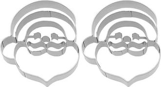 RBV BIRKMANN Weihnachtsmann-Kopf Ausstecher, Edelstahl, sp&uuml;lmaschinengeeignet, 6 cm, Silber (Packung mit 2)