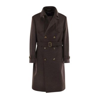 Brunello Cucinelli Homme, Manteaux, Brun, Taille: 2XL Trench-coat crois&eacute; ceintur&eacute;