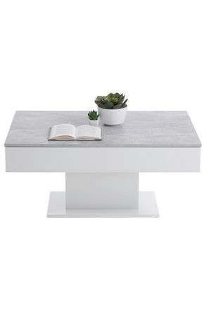 MID.YOU Mid.you Couchtisch, Grau, Weiß, Holzwerkstoff, 1 Schubladen, rechteckig, Bodenplatte, Sockel, 100x46x65 cm, Made in Germany, Stauraum, Wohnzimmer, Woh