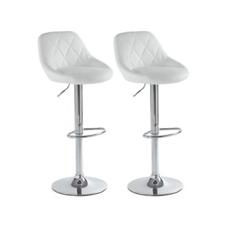 Soges Lot de 2 tabourets de bar en cuir synth&eacute;tique, hauteur r&eacute;glable et pivotante, avec dossier confortable, pour la maison, le bureau, la cuisine ou le